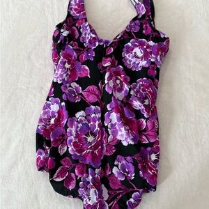 Miraclesuit | Swim | Azul Black Purple Floral One Piece Swimsuit Size ...